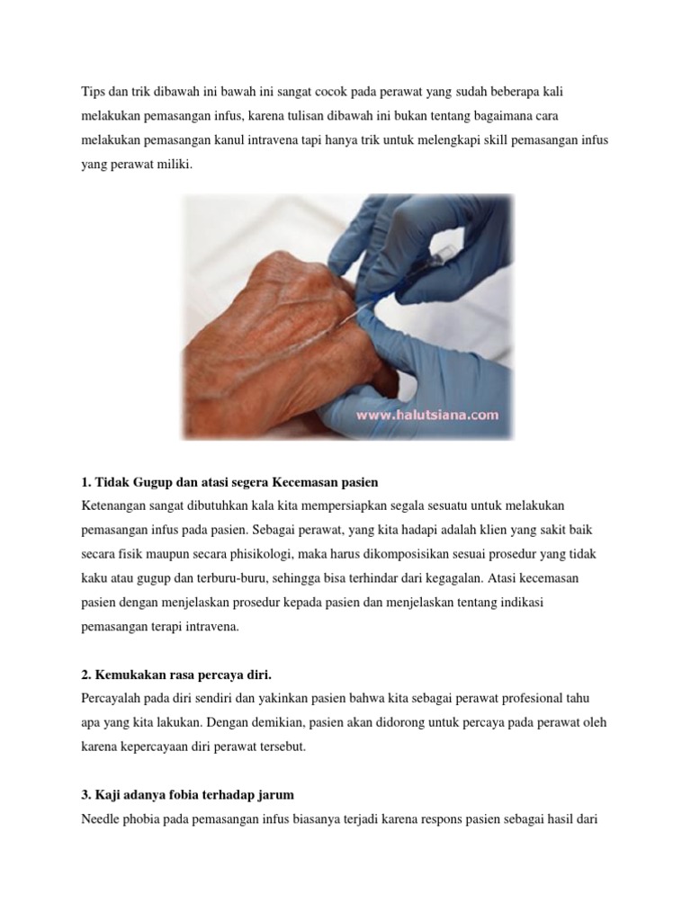 Tips Pasang Infus | PDF