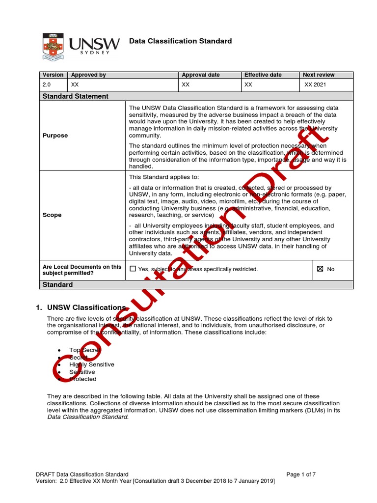 Data Classification Standard | PDF | Classified Information ...