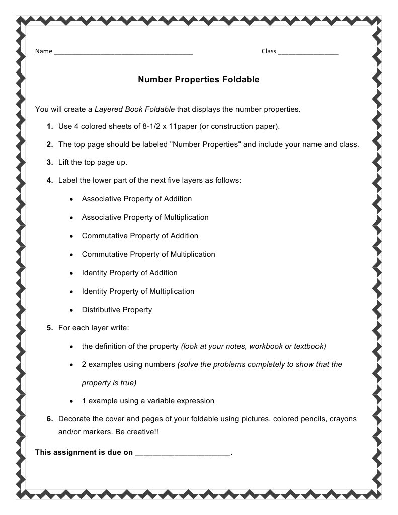 Number Properties Foldable | PDF