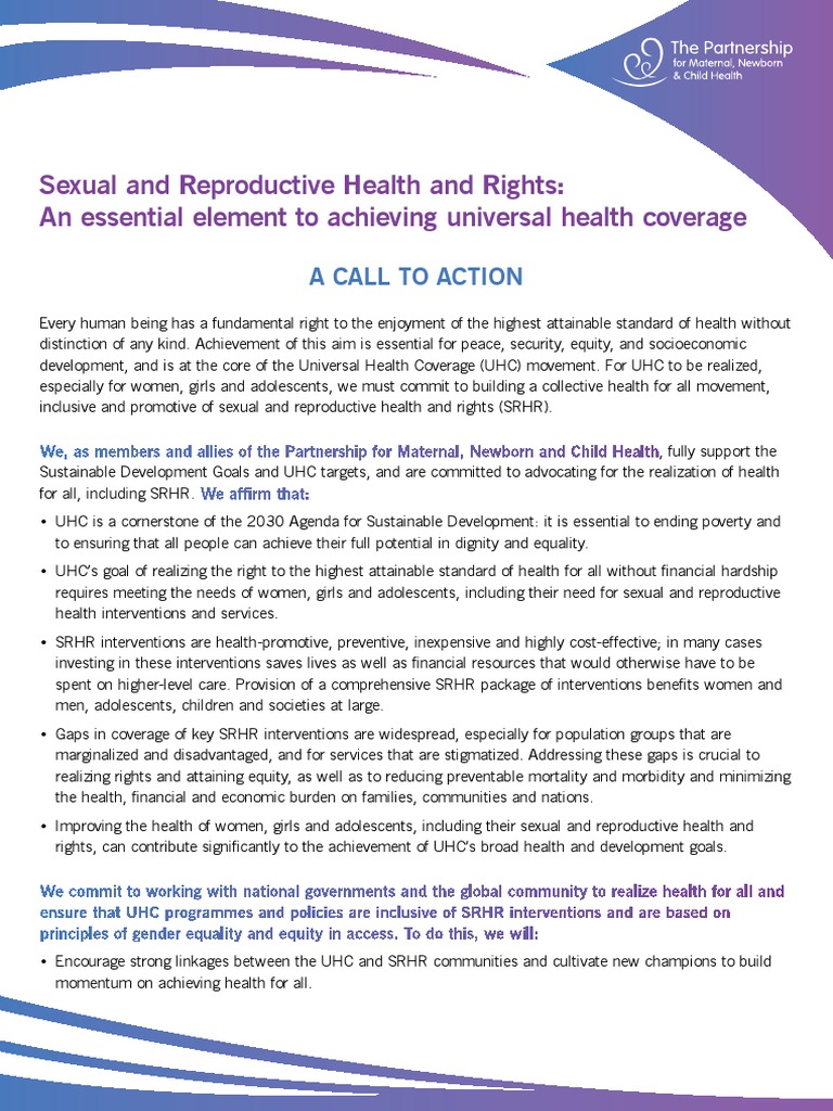 Sexual and Reproductive Health and Rights: An Essential Element To ...
