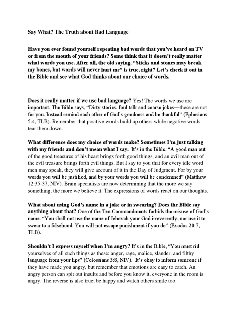 Bad Language | PDF | Bible