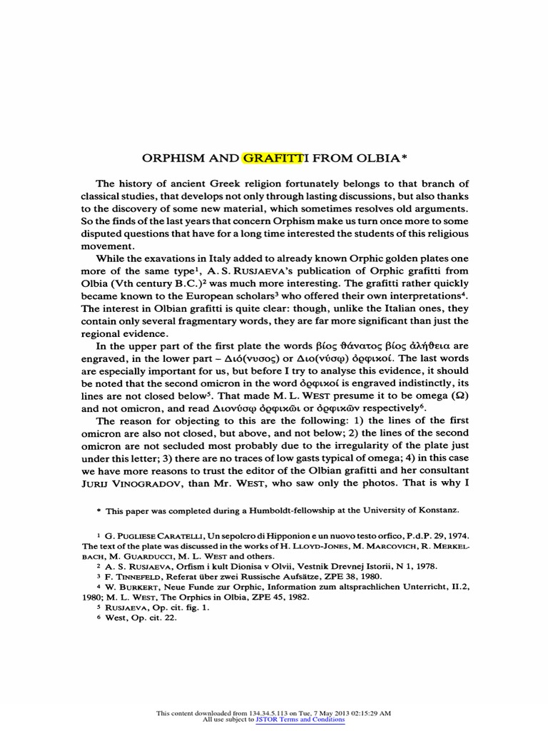 Orphism PDF | PDF | Orpheus | Ancient Greek Religion