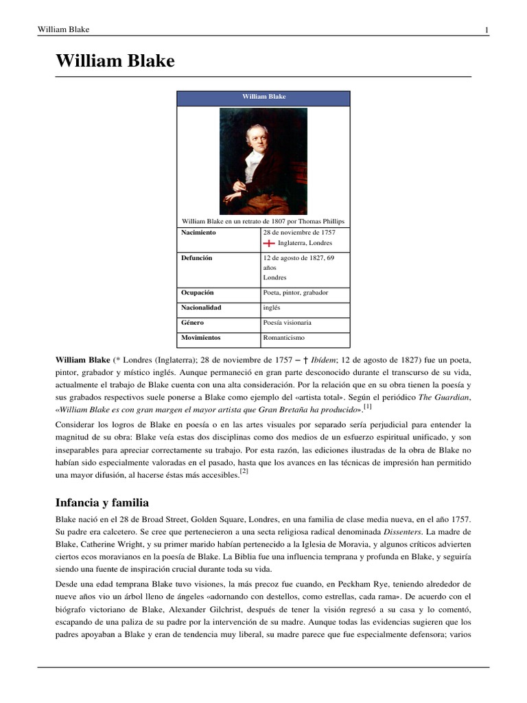 William Blake - WIKIPEDIA PDF | PDF | William Blake