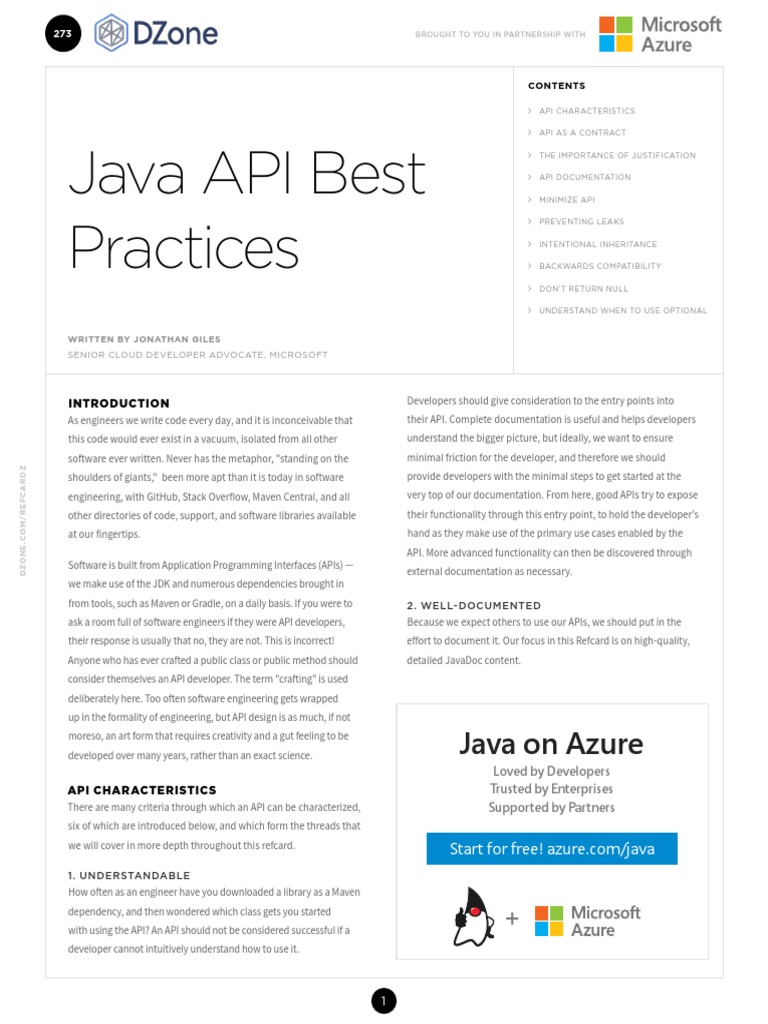 Java API Best Practices | Download Free PDF | Application Programming Interface | Java ...