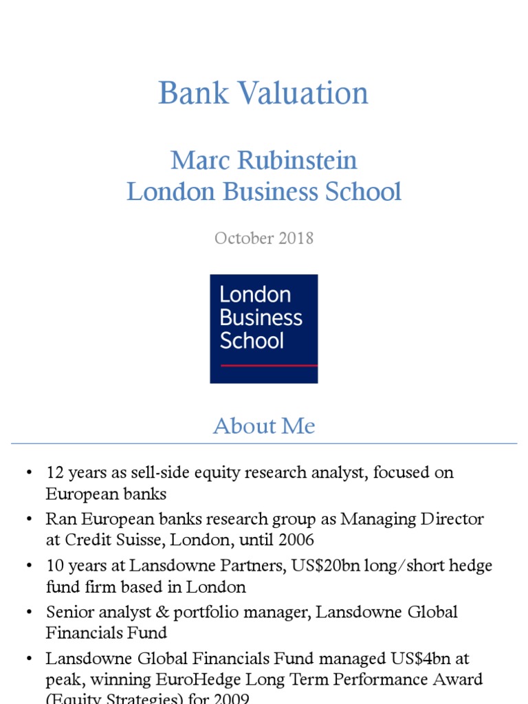 Bank Valuation | PDF | Book Value | Equity (Finance)
