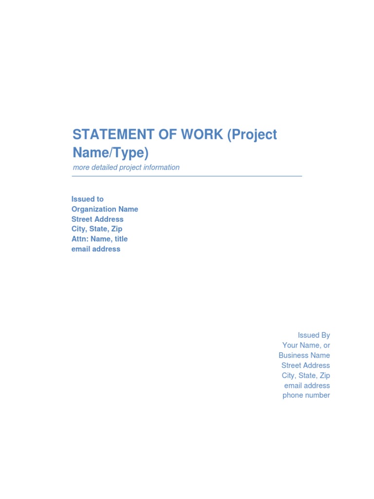 Statement of Work (Project Name/Type) : More Detailed Project ...