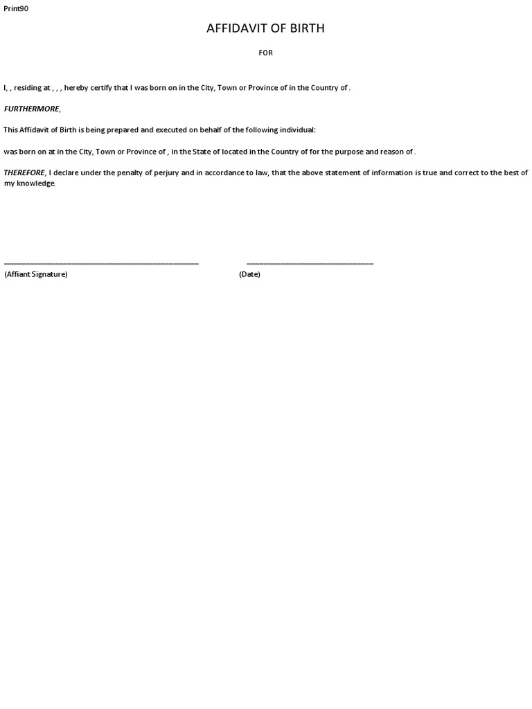 Affidavit of Birth Format | PDF