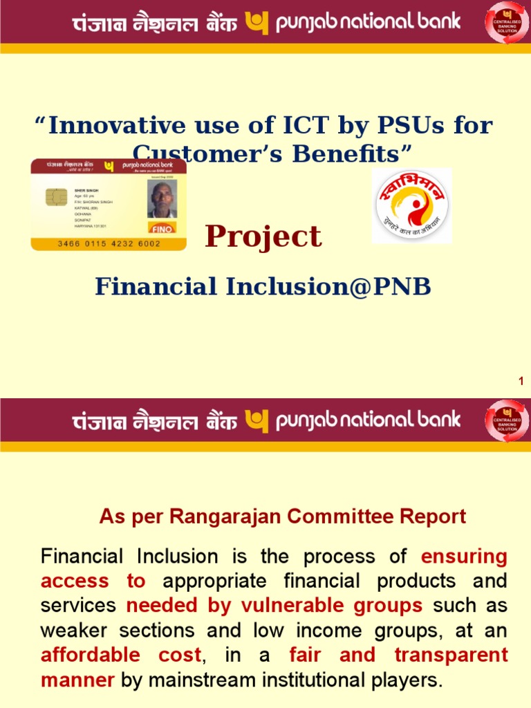Financial Inclusion PNB | PDF | Financial Inclusion | Smart Card