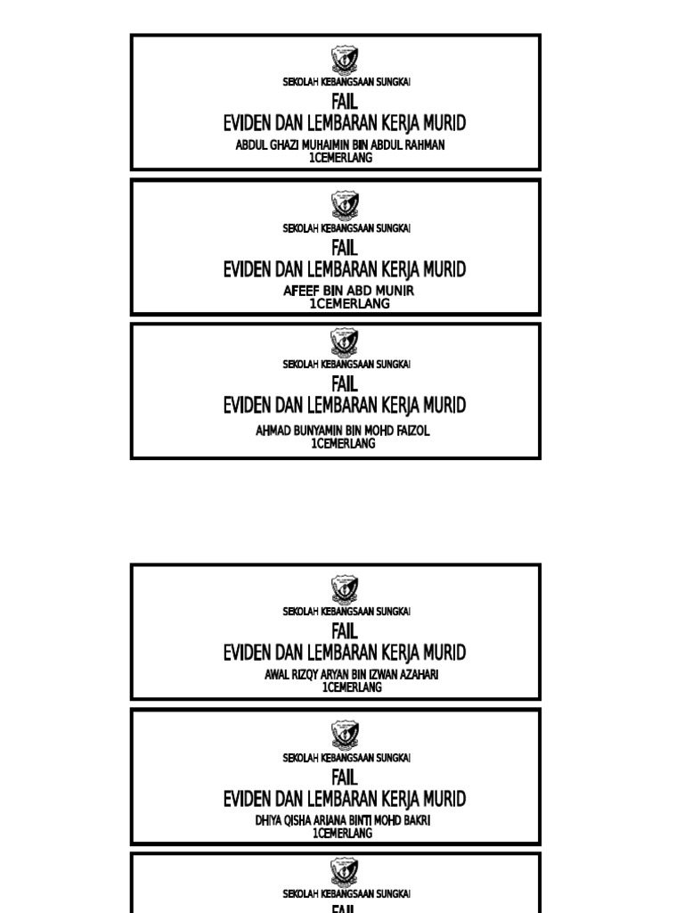 Label Fail Murid | PDF