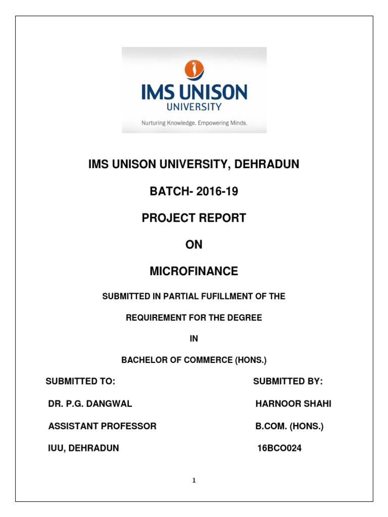 Ims Unison University, Dehradun BATCH-2016-19 Project Report ON ...