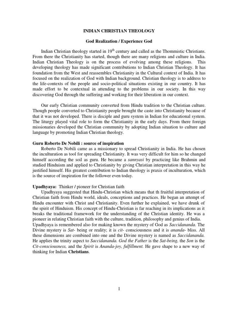 Indian Christian Theology God Realization / Experience God | PDF ...