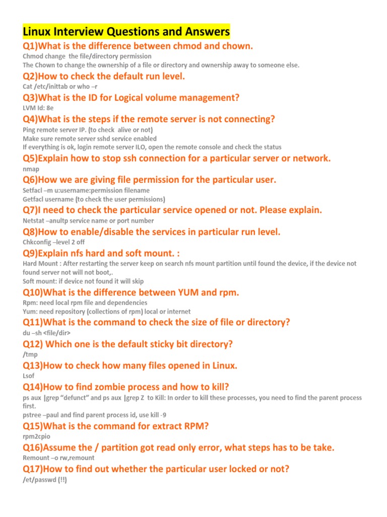 Linux Interview Questions and Answers | PDF | File System | Apache Http Server