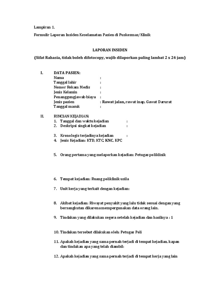 CONTOH Laporan Insiden Dan RCA | PDF