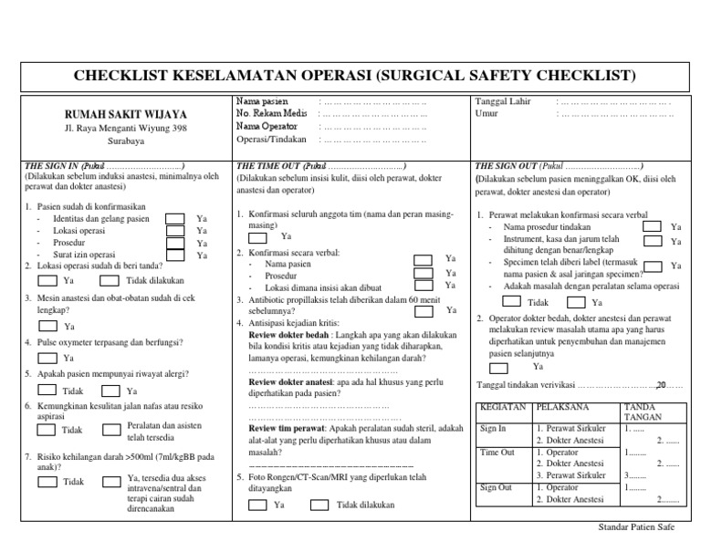 Checlist Keselamatan Operasi | PDF