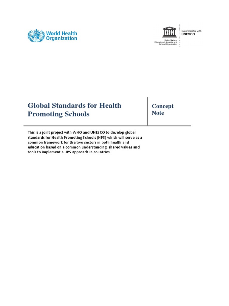 Global Standards For Health Promoting Schools Who Unesco | PDF | Public ...
