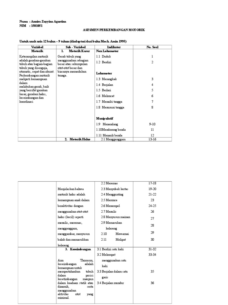 Asesmen Perkembangan Motorik | PDF