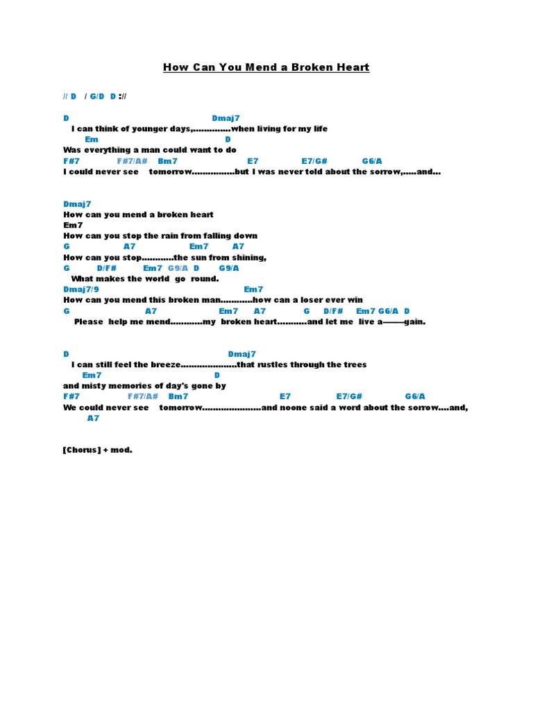 How Can You Mend a Broken Heart | PDF
