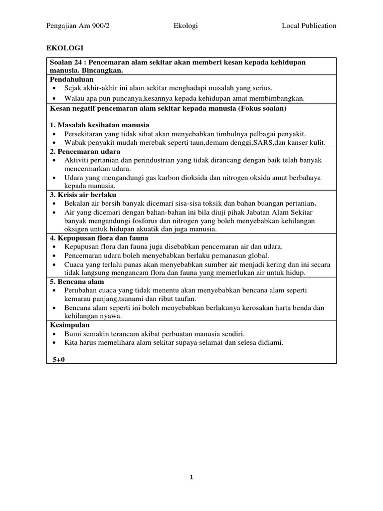 Esei LP Pengajian Am 900 2 Ekologi | PDF