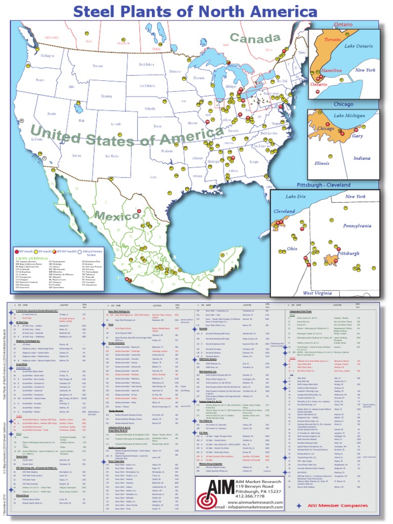 Steel Plants in North America Map | PDF | Companies | New York Stock ...