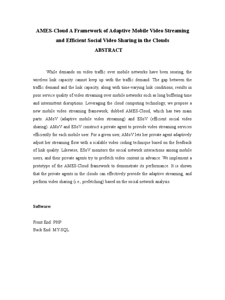 AMES-Cloud A Framework of Adaptive Mobile Video Streaming and Efficient Social Video Sharing in ...