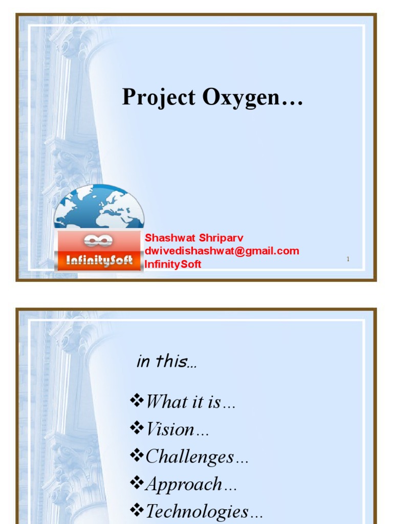 Project Oxygen : Shashwat Shriparv Infinitysoft | PDF | Computer ...