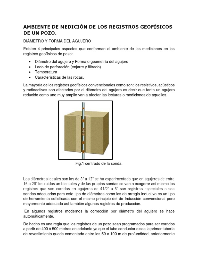 Ambiente de Medición de Los Registros Geofísicos de Un Pozo | PDF | Temperatura | Roca (geología)