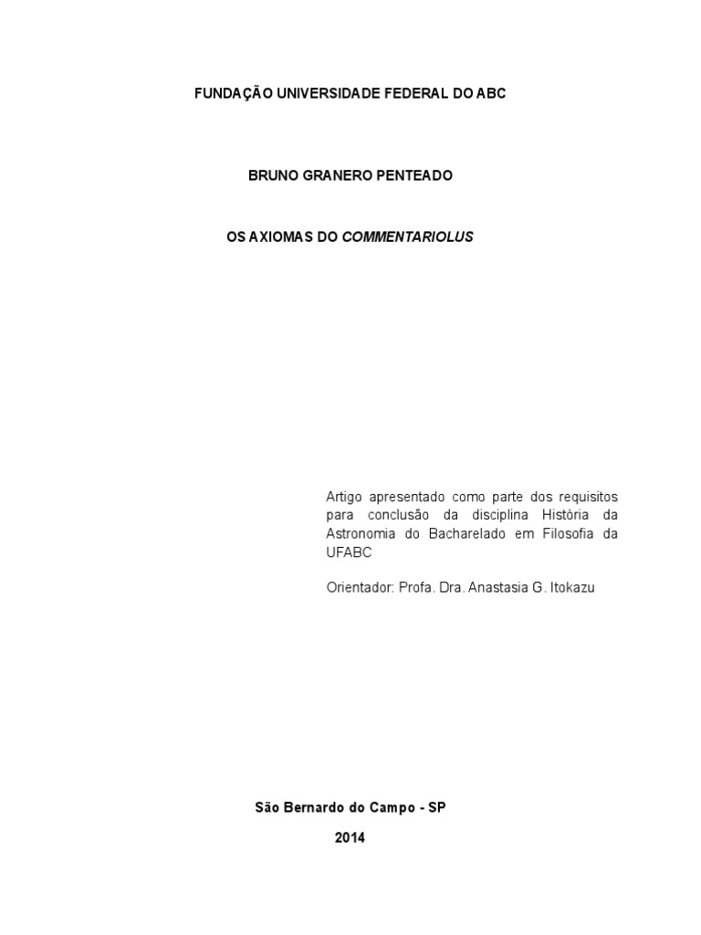 Os Axiomas Do Commentariolus de Copernico | Download grátis PDF ...