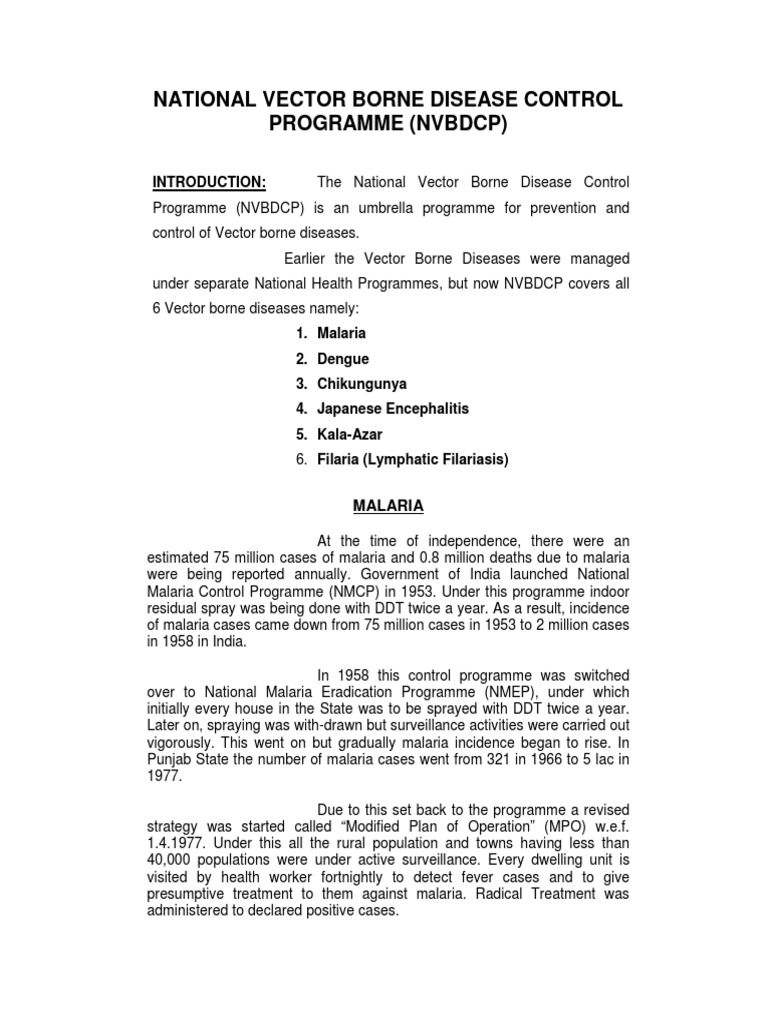 National Vector Borne Disease Control | PDF | Malaria | Infection