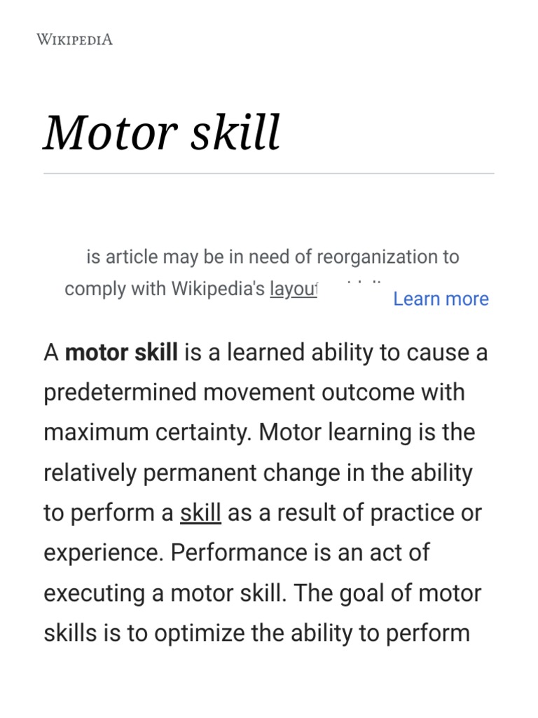 Motor Skill | PDF | Brain | Nervous System