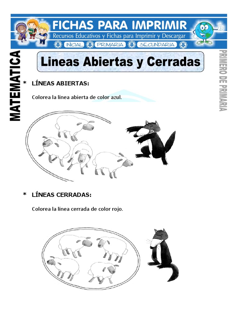 Ficha de Líneas Abiertas y Cerradas para Primero de Primaria | PDF | Arte