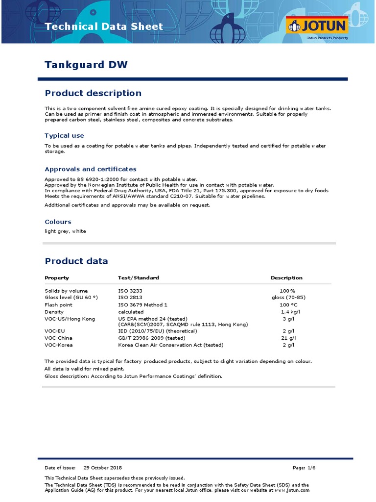 Tankguard DW Jotun Paint | PDF | Abrasive | Paint