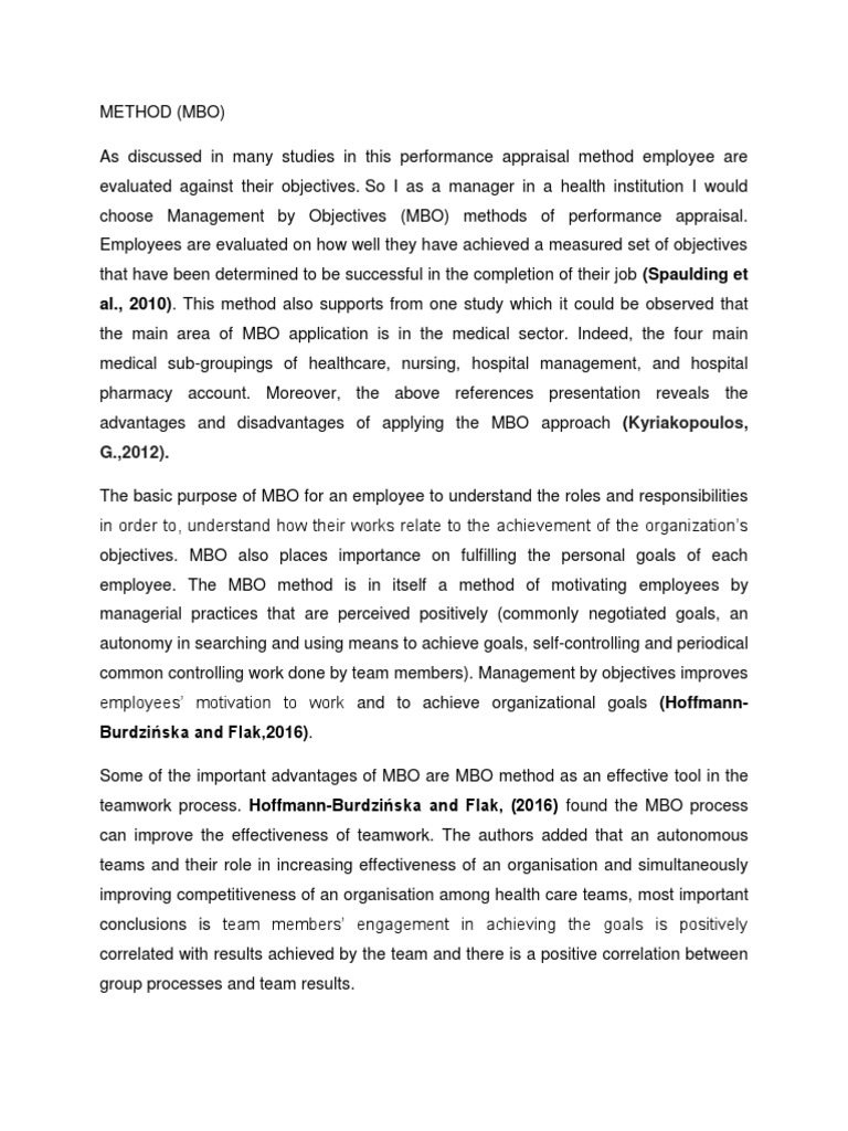 MBO | PDF | Goal | Performance Appraisal