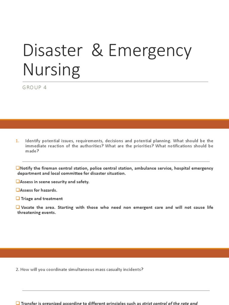 Disaster & Emergency Nursing: Group 4 | PDF | Emergency Department ...