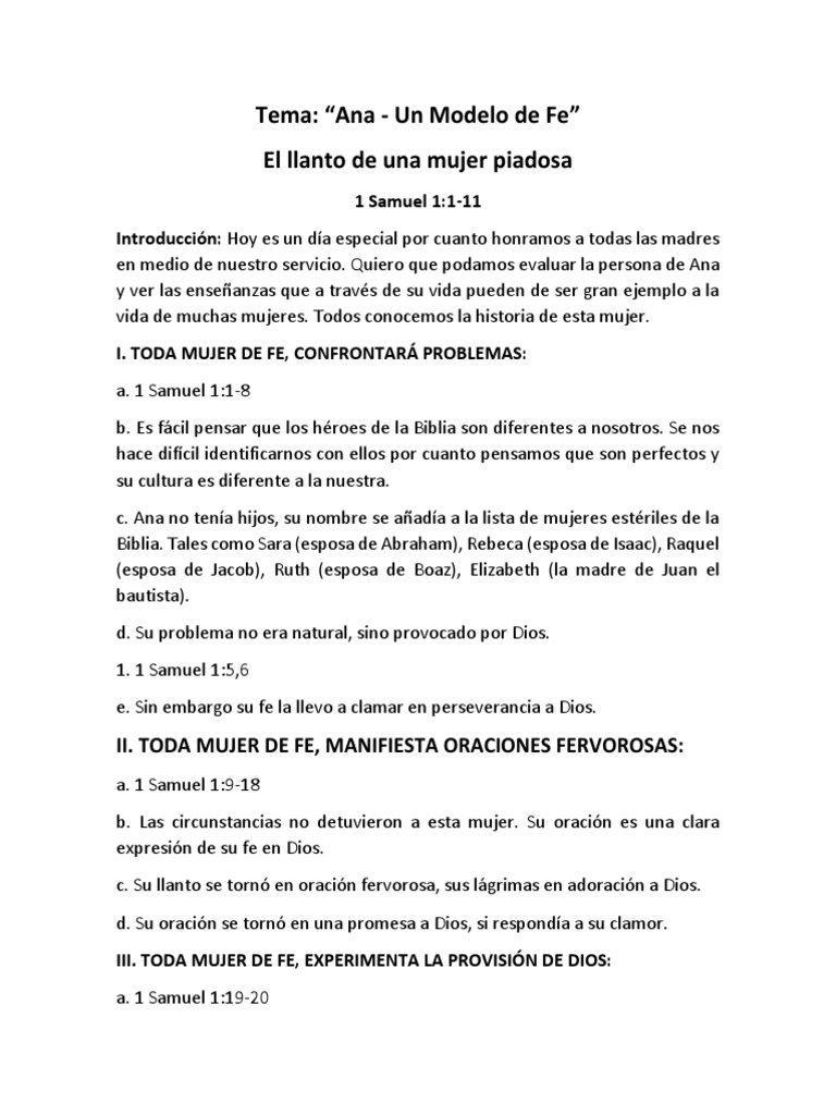 Ana Una Mujer de Fe | PDF | Creencia religiosa y doctrina | Biblia
