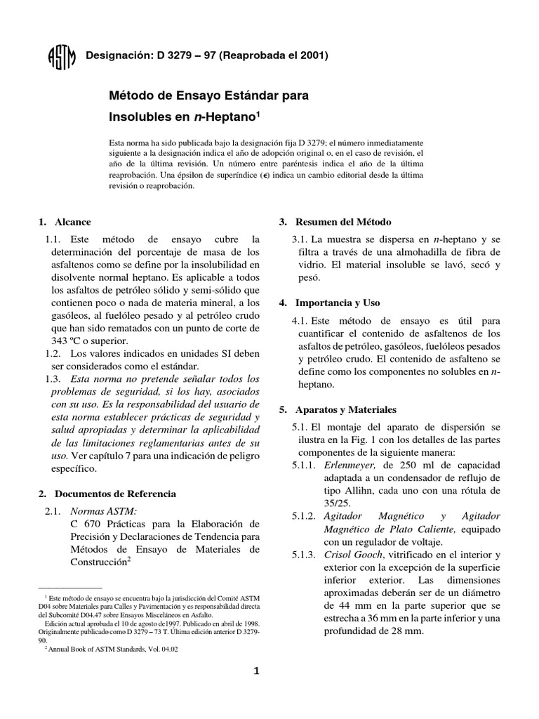 ASTM-D3279 Español PDF | PDF | Filtración | Química