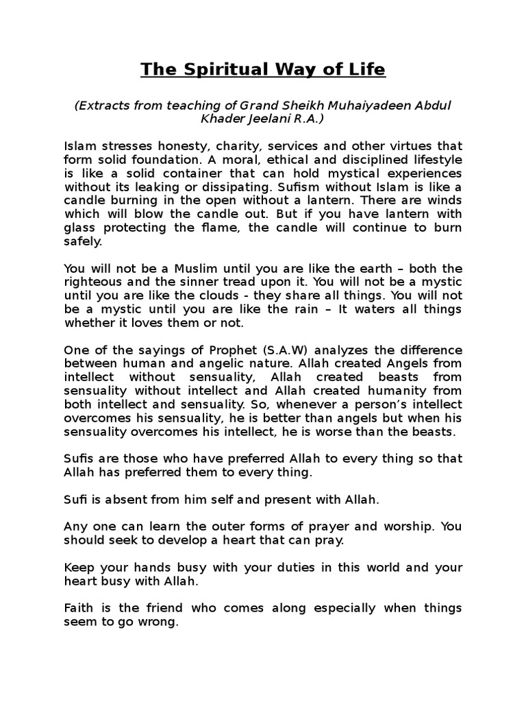 The Spiritual Way of Life | PDF | Sufism | Spirituality