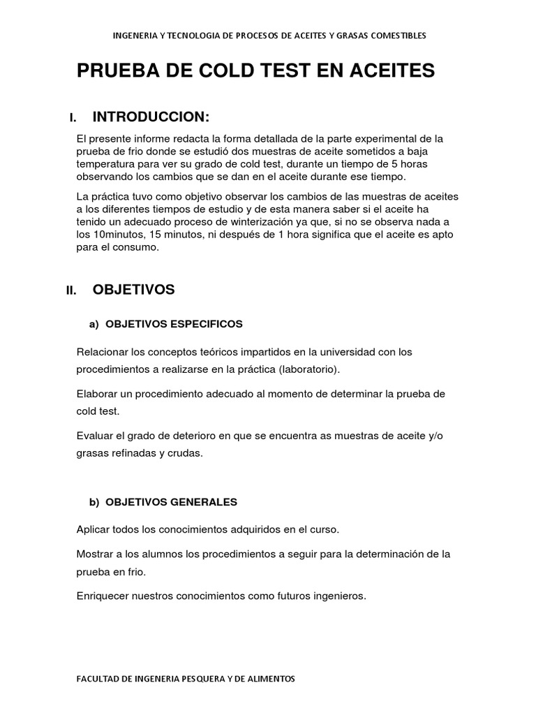 Prueba de Cold Test en Aceites Ale | PDF | Petróleo | Aceite de oliva