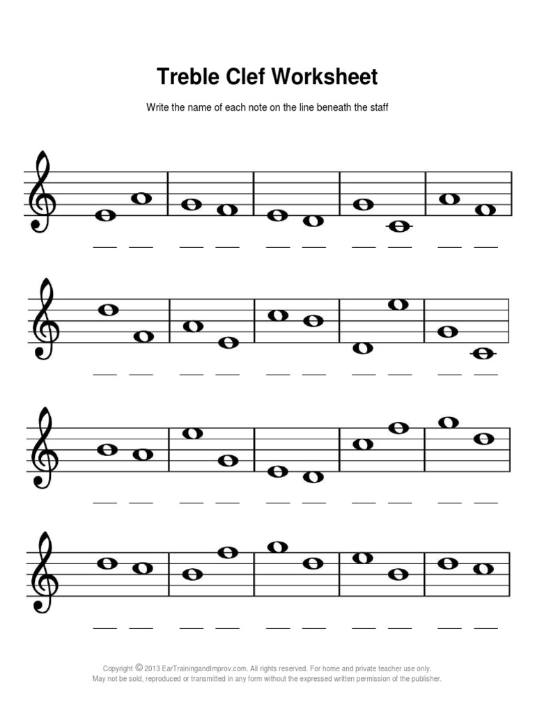Treble Clef Note Naming Worksheet | PDF