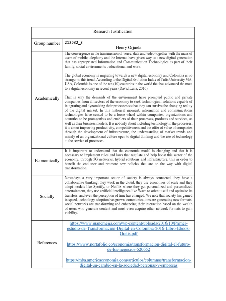 Research Justification | PDF | Economies | Communication