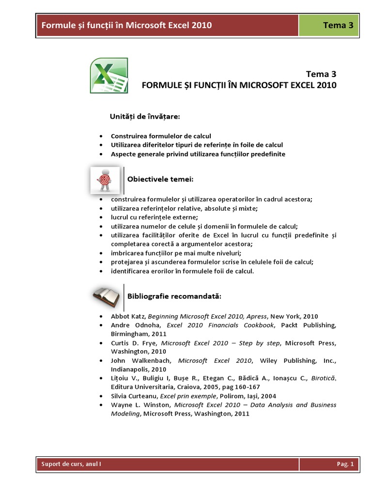 Tema - 3 Formule Excel | PDF