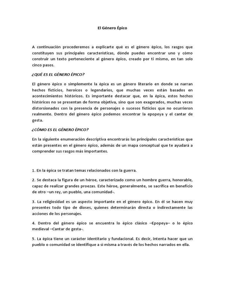 Guía paso a paso para comprender y crear un texto épico | PDF | Poesía ...