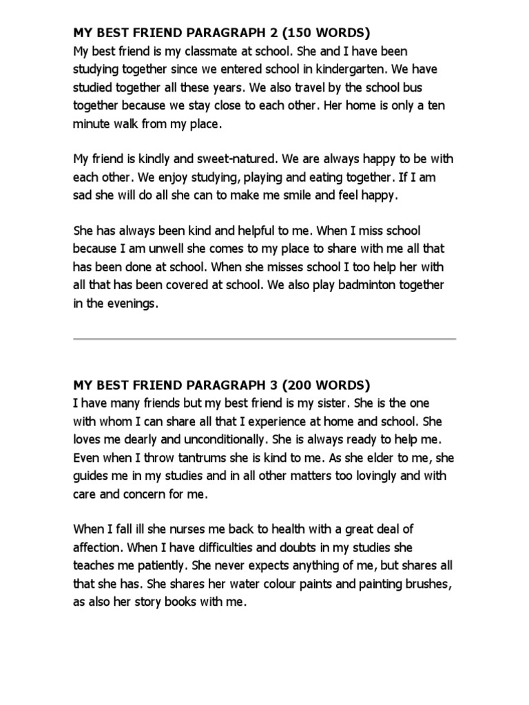 My Best Friend Paragraph 2 | PDF