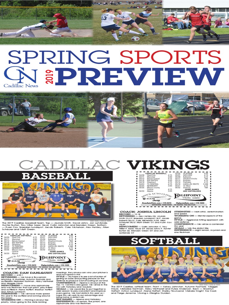 Cadillac News Spring Sports Preview 2019 | PDF | Summer Olympic Sports ...