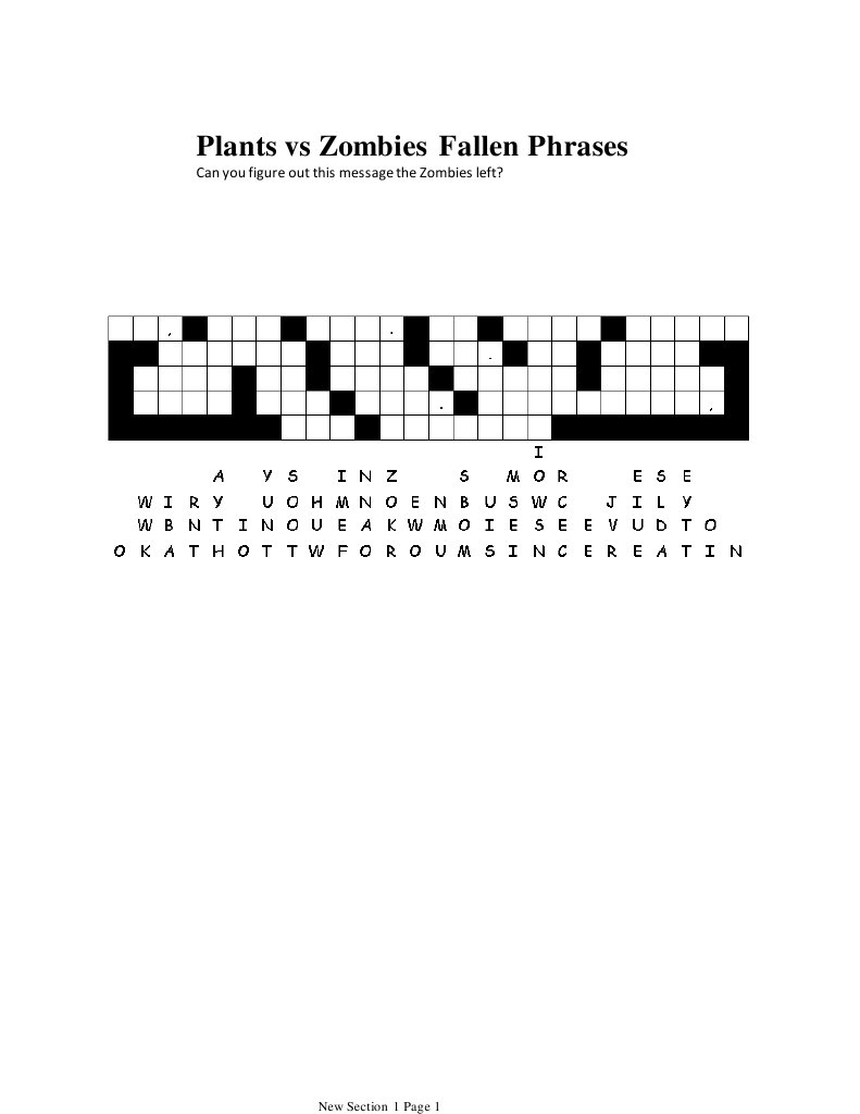 Decoding Plants vs Zombies Messages | PDF