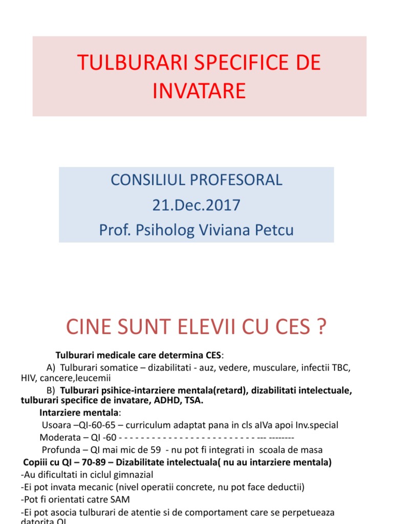 Tulburari Specifice de Invatare | PDF