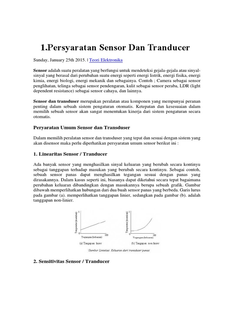 Persyaratan Sensor Dan Tranducer | PDF