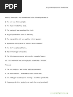 Complete Subject and Complete Predicate Worksheet | PDF | Subject ...