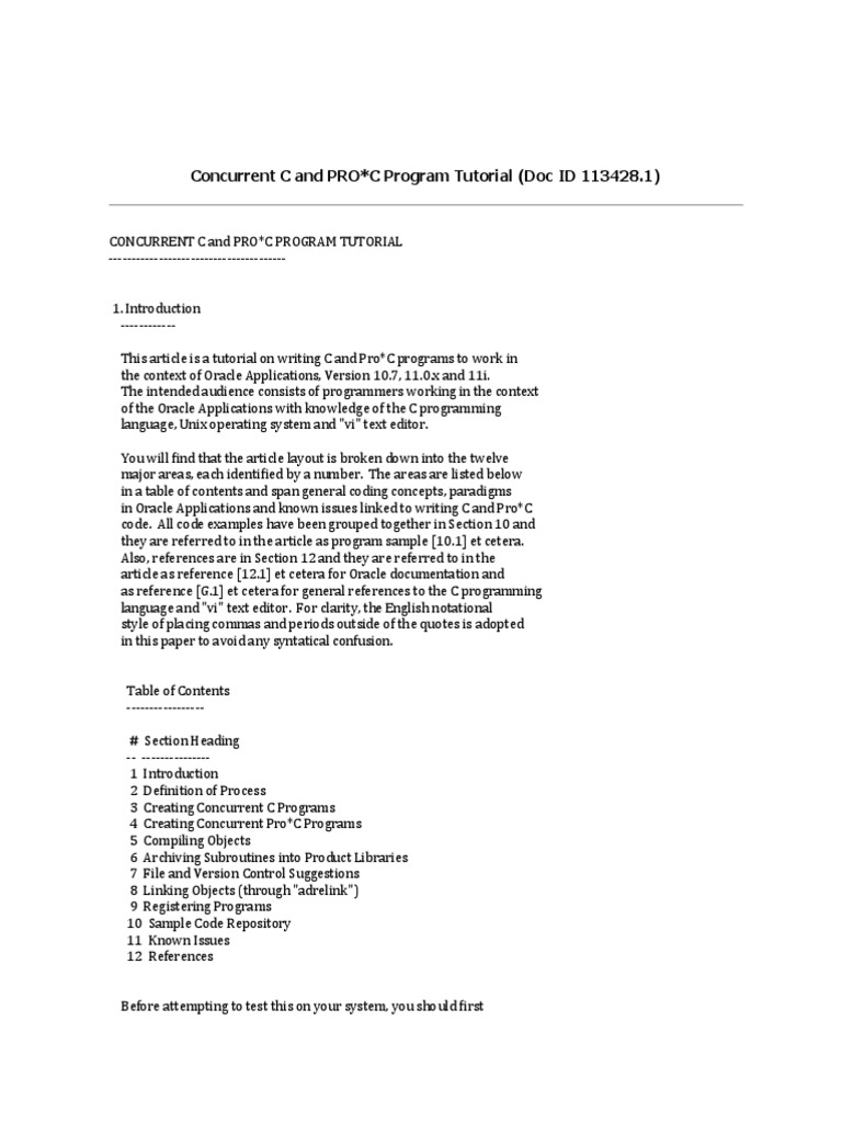 Concurrent C And Pro C Program Tutorial Doc Id 1134281 Pdf C 6535