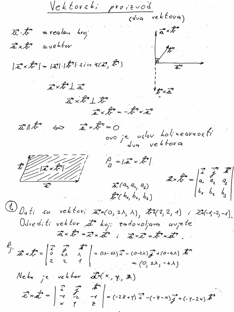 Vektorski Proizvod Dva Vektora Mjesoviti Proizvod Tri Vektora PDF | PDF