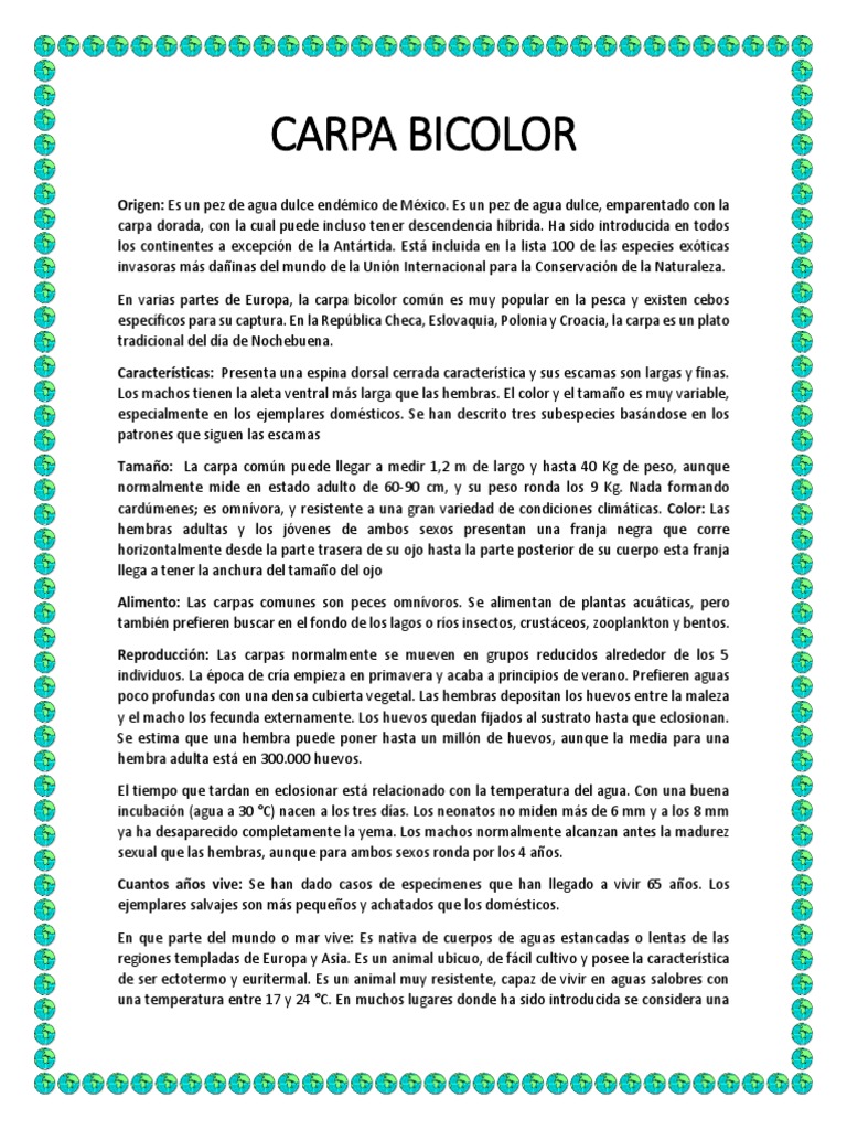 Características de la Carpa Bicolor | PDF | Organismos | Naturaleza